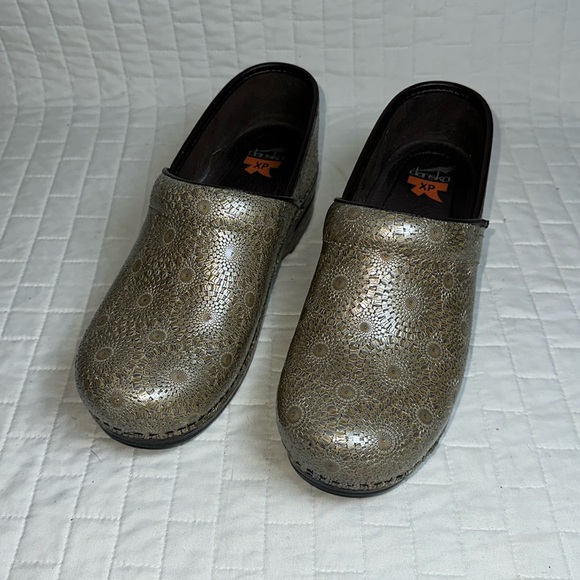 Dansko | Shoes | Dansko Xp Clogs Gold Medallion Embossed Eu 4 | Poshmark